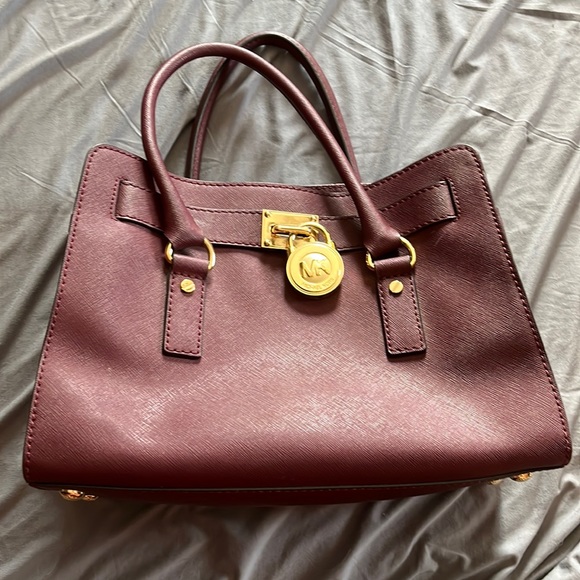 Michael Kors | Bags | Michael Kors Maroon Lock Satchel | Poshmark